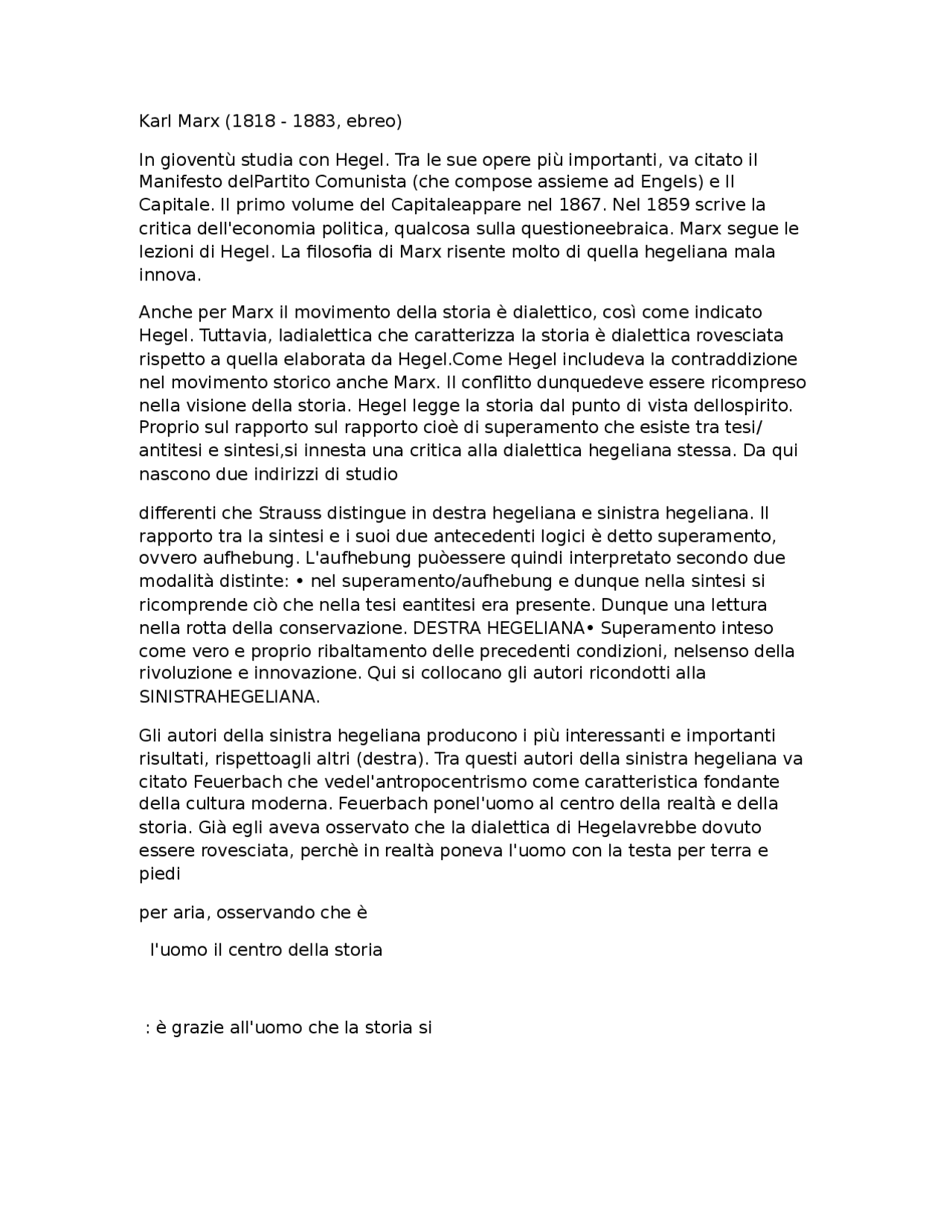 Karl Marx Appunti In Breve Docsity