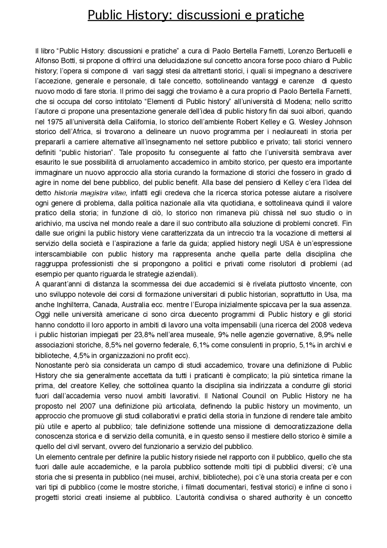 Public History Discussioni E Pratiche Docsity
