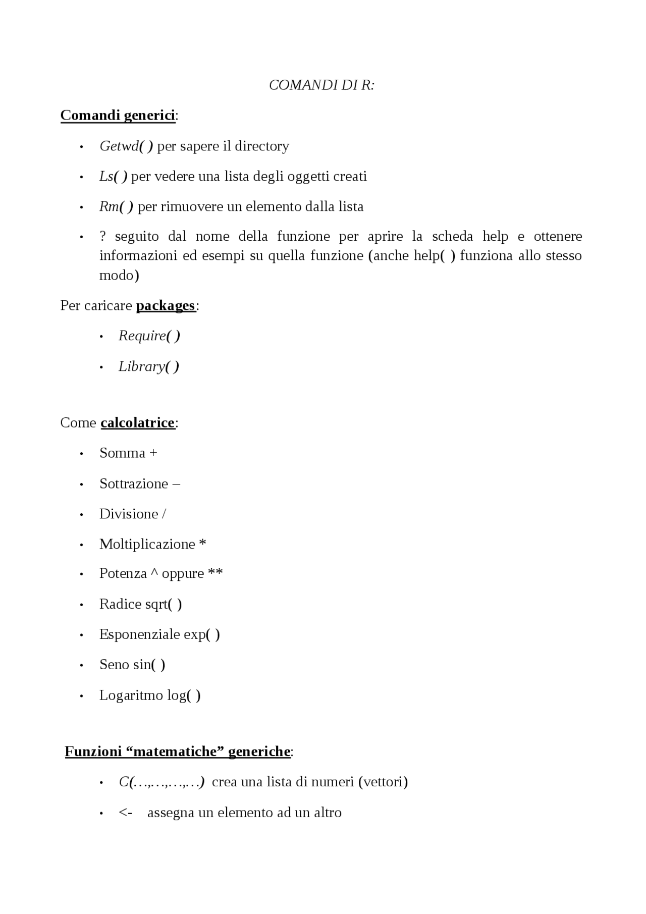 Comandi Base Di R Statistica Appunti Di Statistica Inferenziale