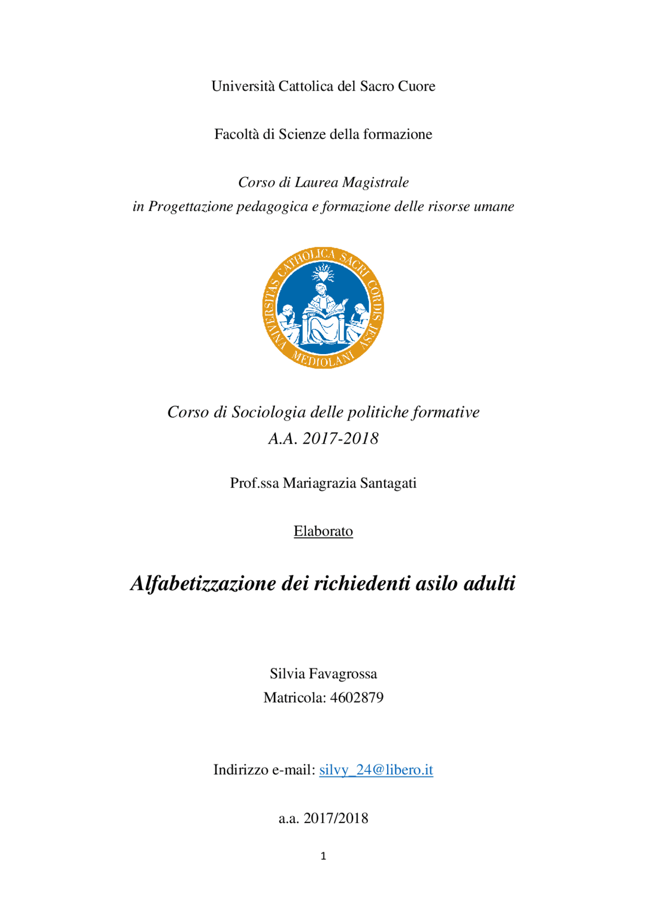 Tesina Per Lesame Di Sociologia Delle Politiche Formative Docsity