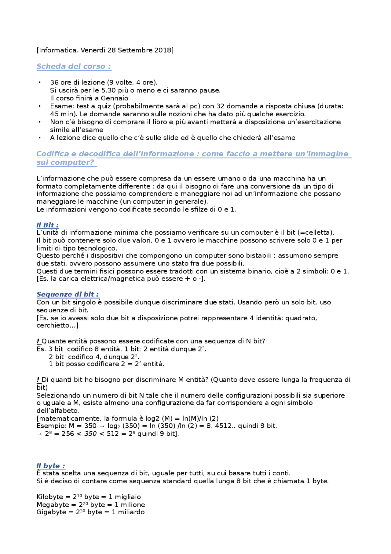 Appunti completi di informatica generale (Livio Bioglio, scienze della ...