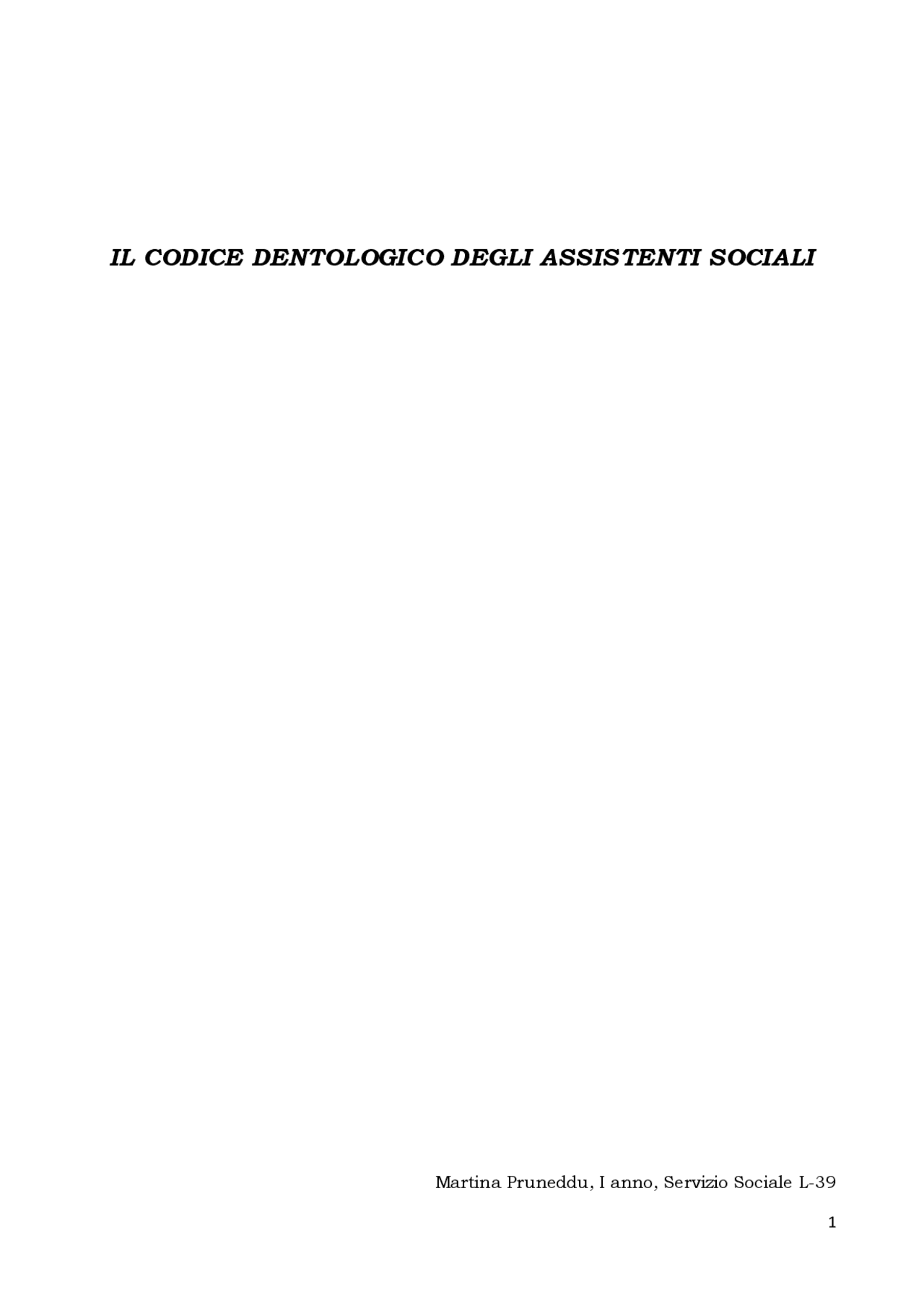 Sintesi Del Codice Deontologico Degli Assistenti Sociali Docsity