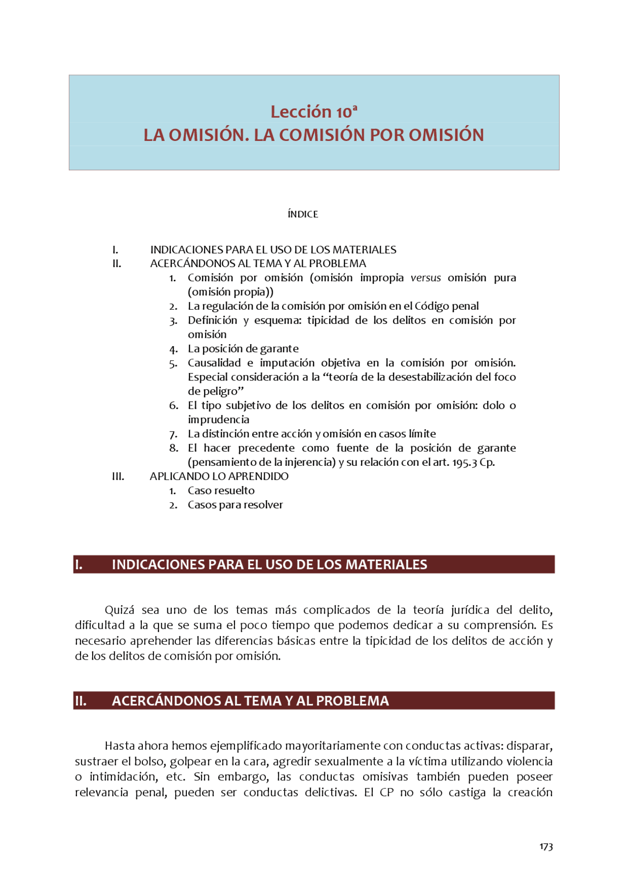 La omisión y comisión por omisión - Docsity