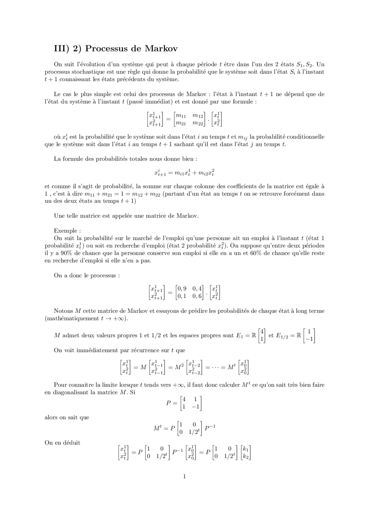 Rappel Sur Les Notions De Markov Docsity