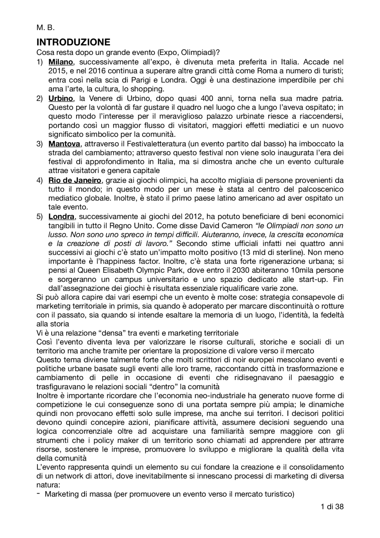 Riassunto Eventi E Strategie Di Marketing Docsity
