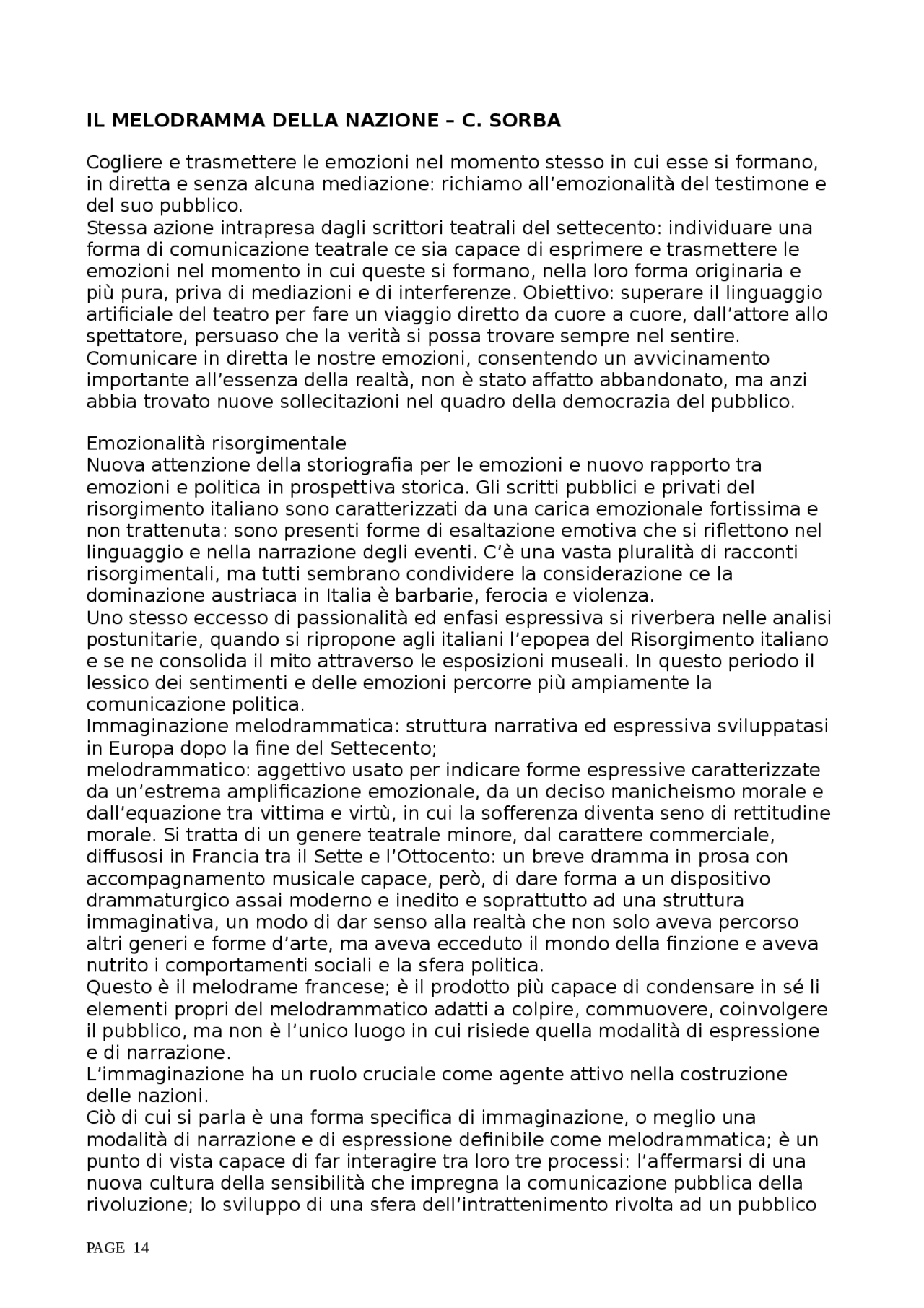 Il Melodramma Della Nazione Sorba Docsity