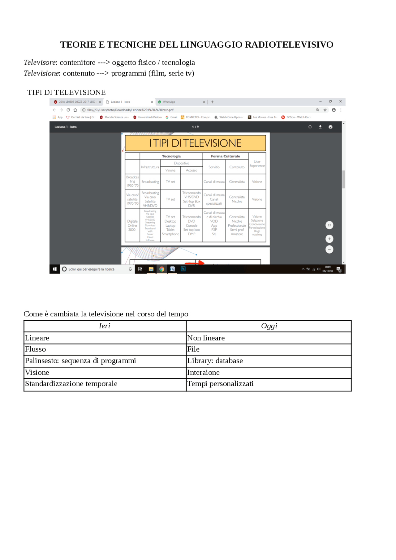 Teorie E Tecniche Del Linguaggio Radiotelevisivo Docsity