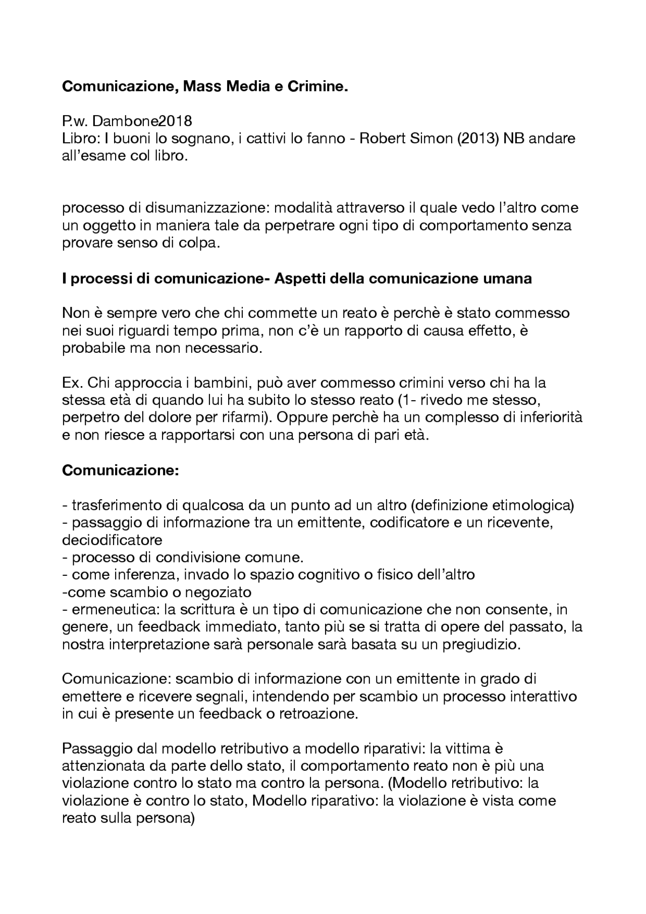 Comunicazione Mass Media E Crimine Iulm Docsity