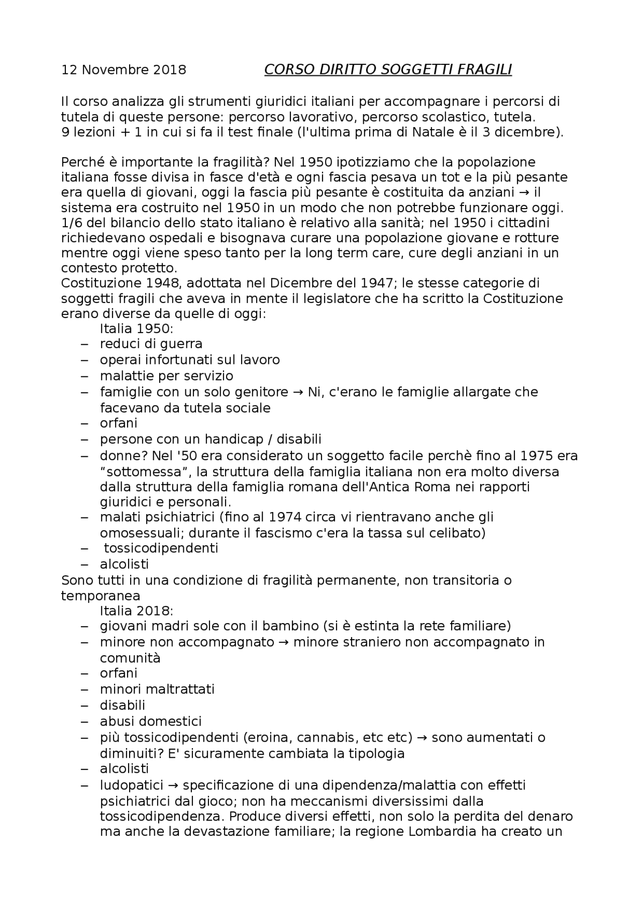 Diritto Dei Soggetti Fragili Docsity