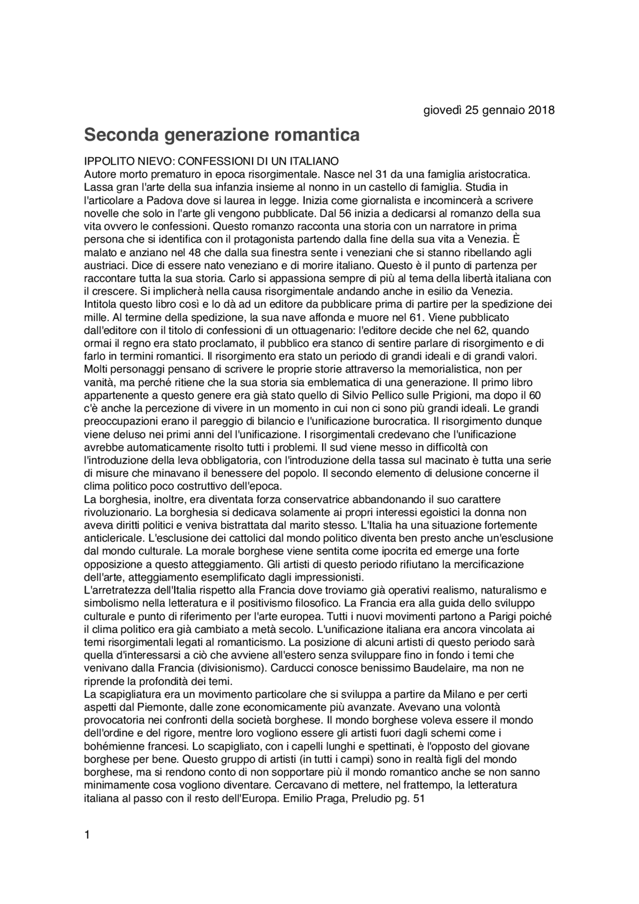 Appunti Seconda Generazione Romantica Docsity