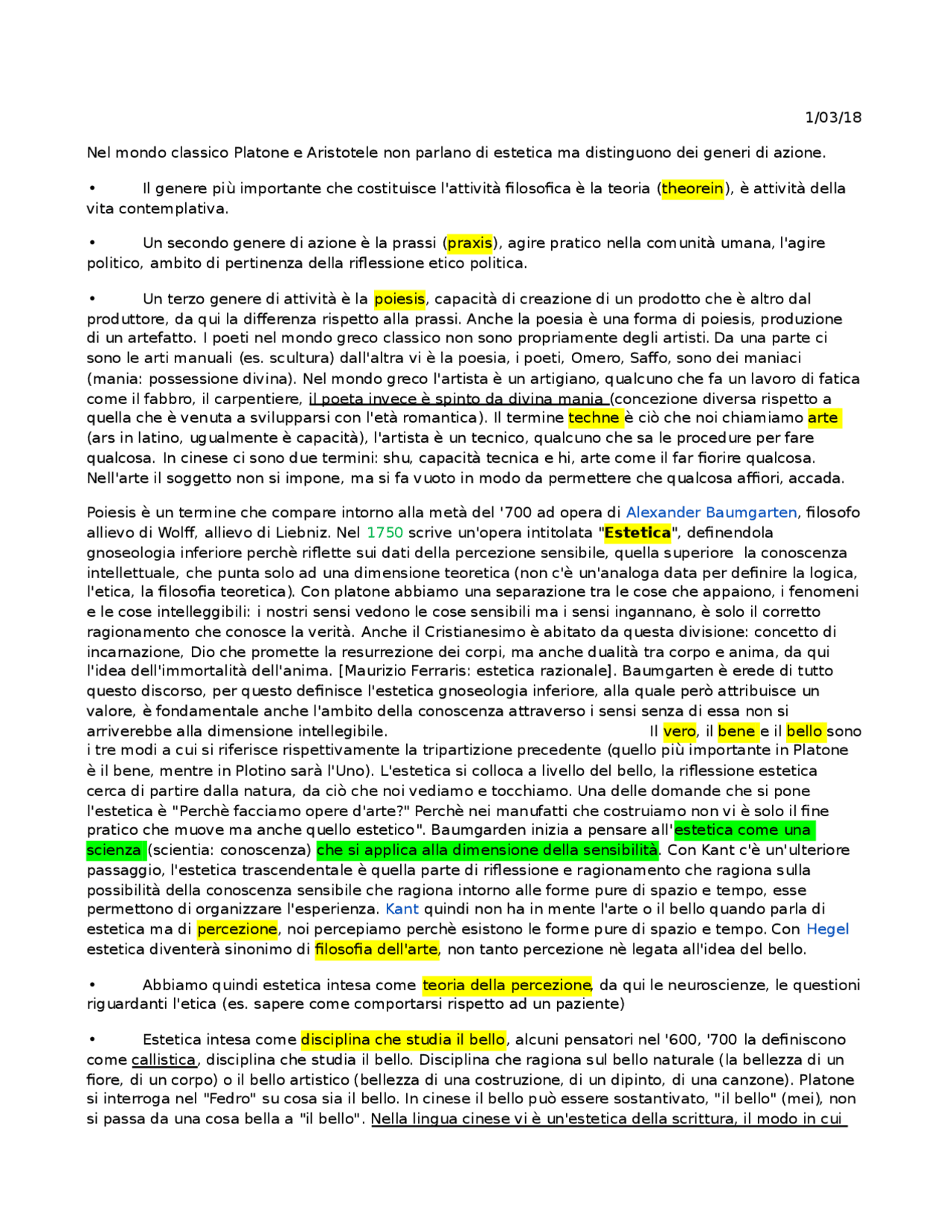 Appunti Di Estetica Proff Ghilardi Docsity