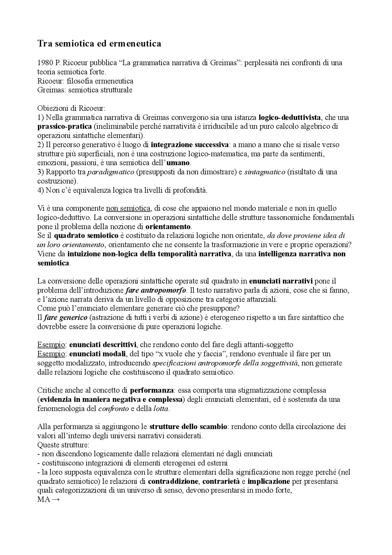 Riassunto Tra Semiotica Ed Ermeneutica Docsity