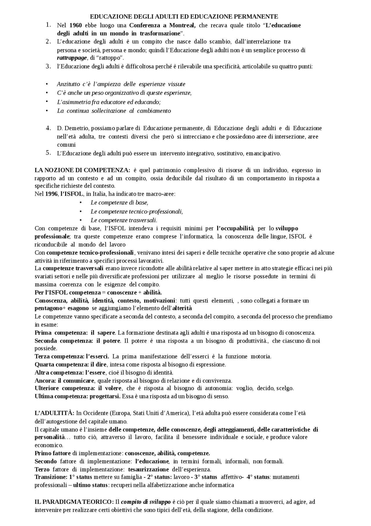 Appunti Educazione Degli Adulti Appunti Di Pedagogia Docsity