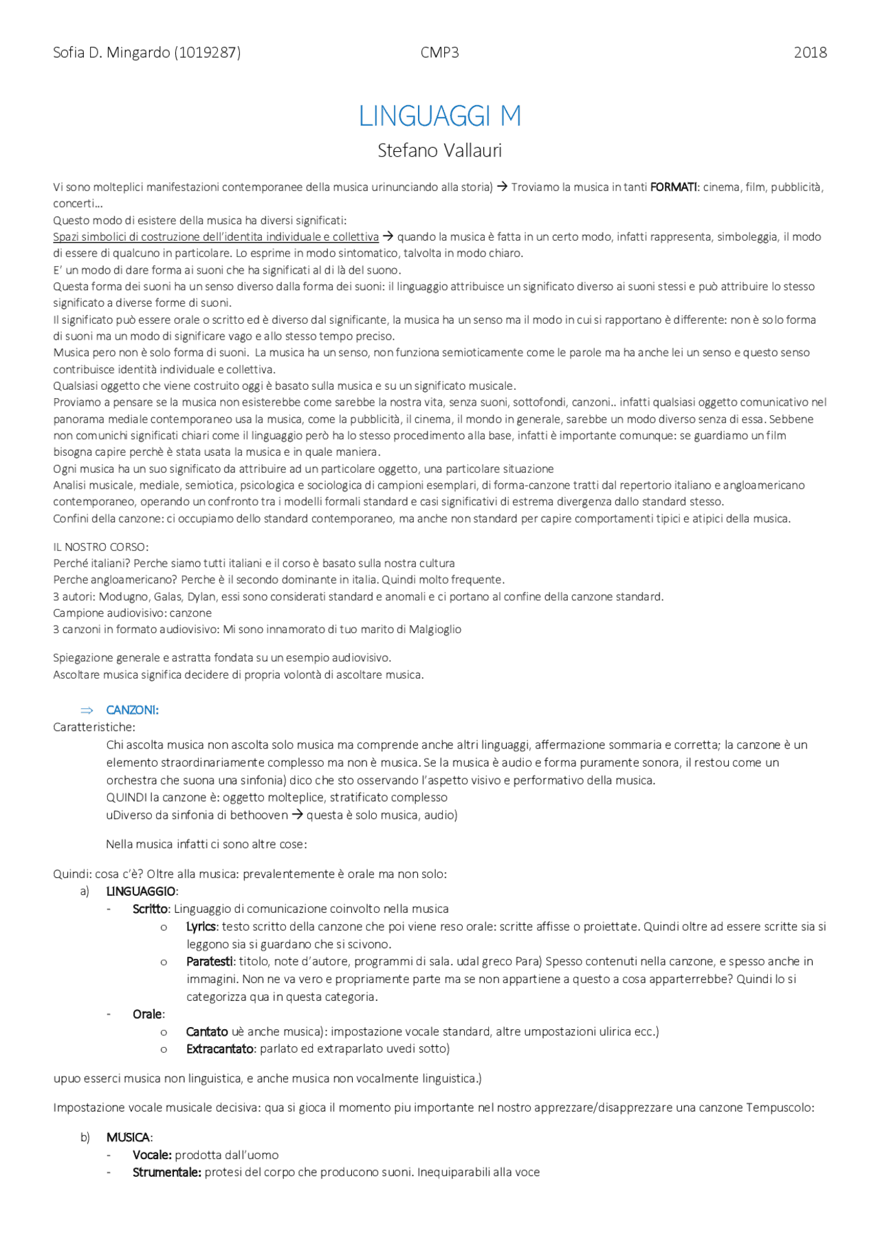 Linguaggi Musicali Tutti I Materiali Per Lesame Di Vallauri Docsity