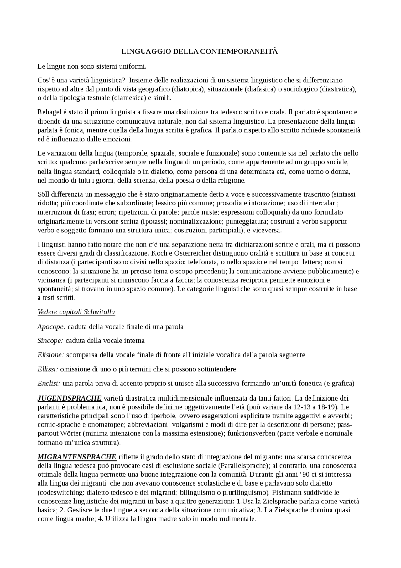 Caratteristiche Della Lingua Tedesca Docsity