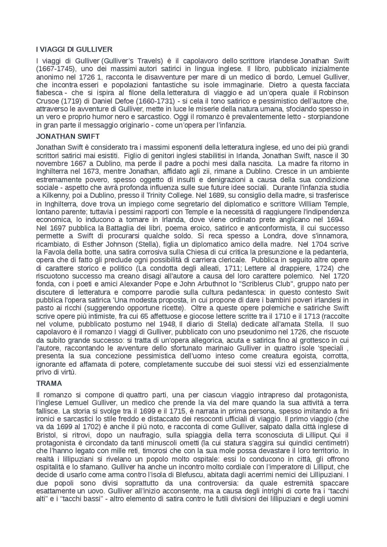 I Viaggi Di Gulliver Docsity