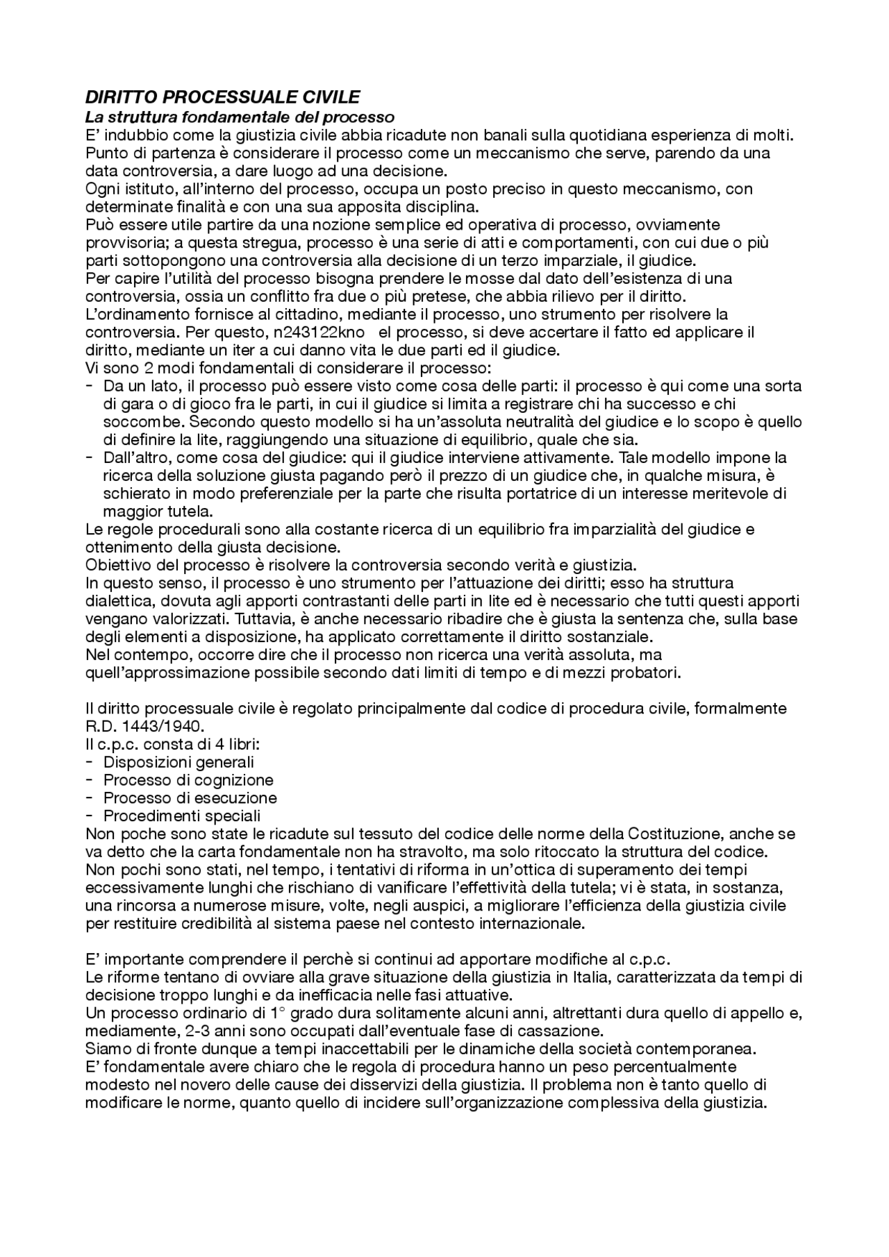 Riassunto Di Argomenti Di Diritto Processuale Biavati Docsity