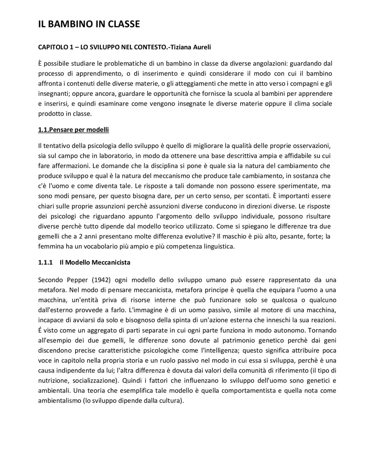Il Bambino In Classe Riassunto Docsity