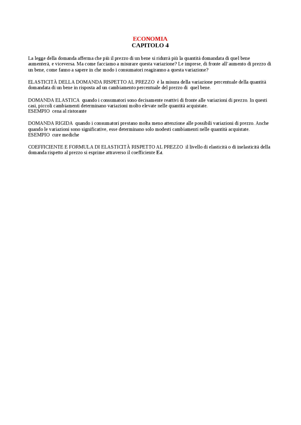 Essenziale Di Economia Cap 4 Docsity