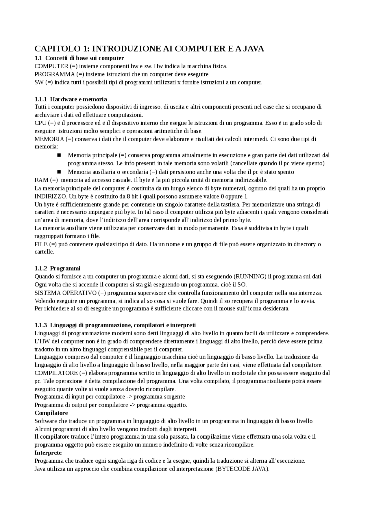 Riassunto Libro Di Programmazione Ii Java Docsity