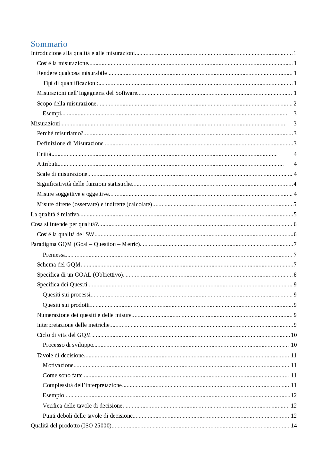 Riassunto Modelli E Metodi Per La Qualità Del Software Docsity