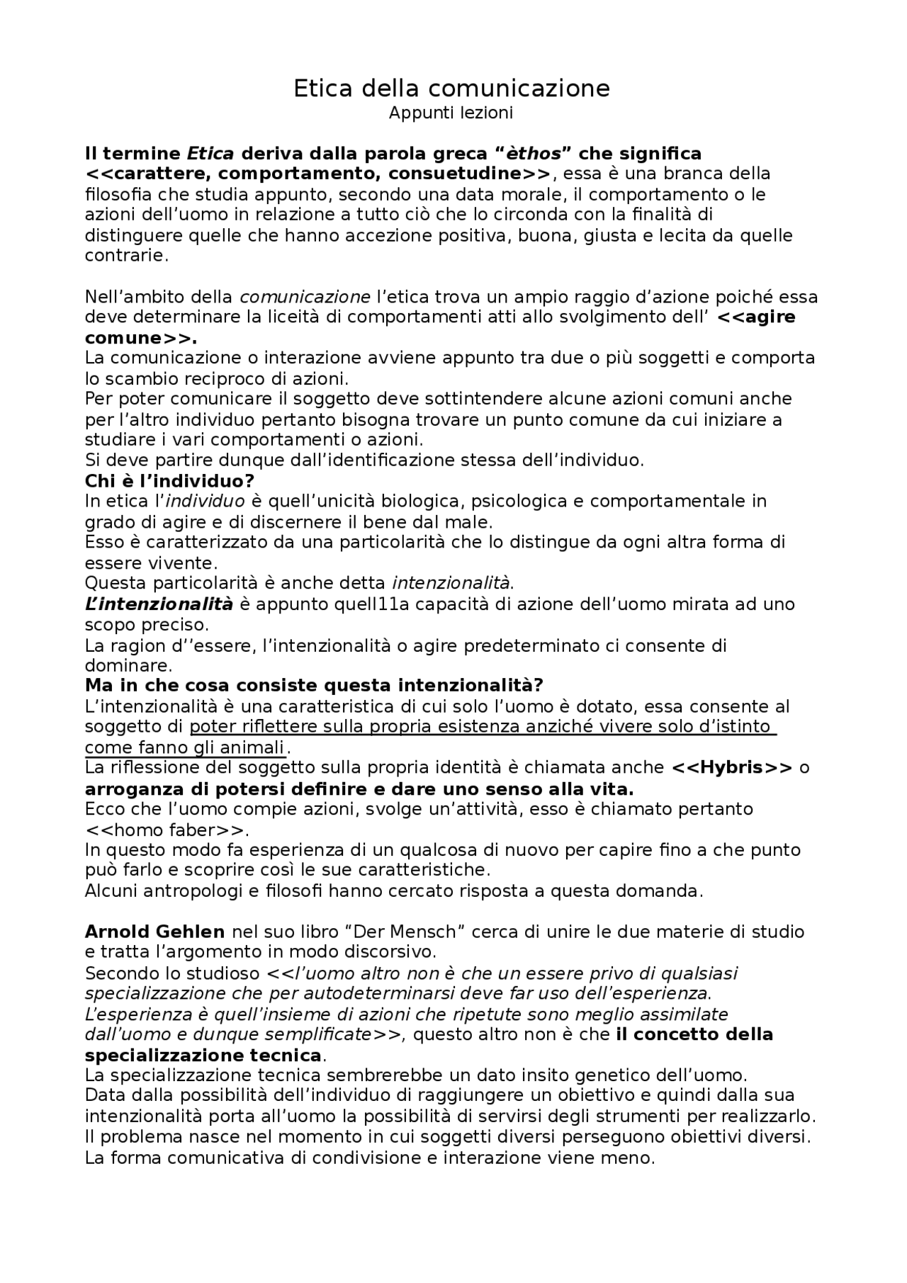 Etica Della Comunicazione Docsity
