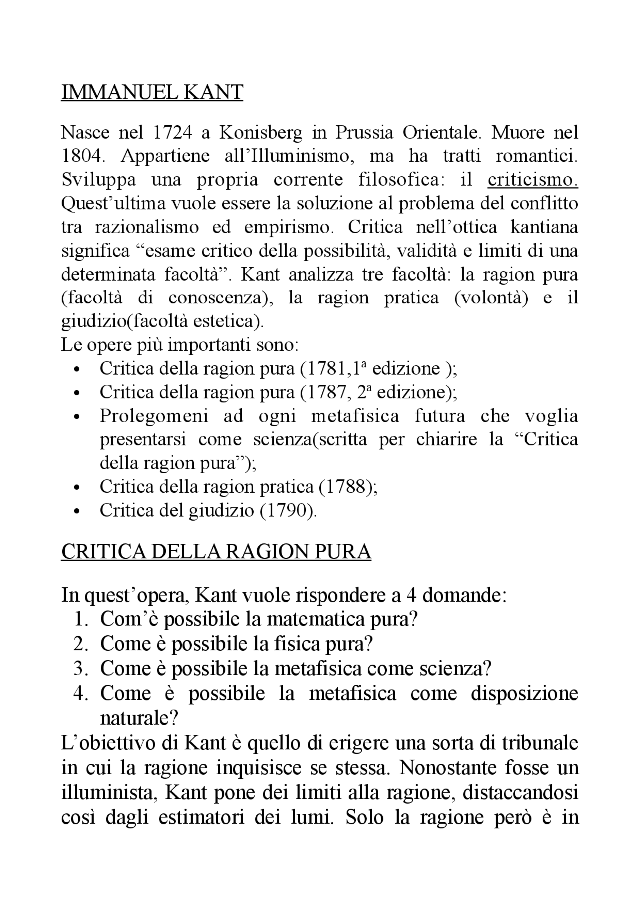 Filosofo Immanuel Kant Docsity