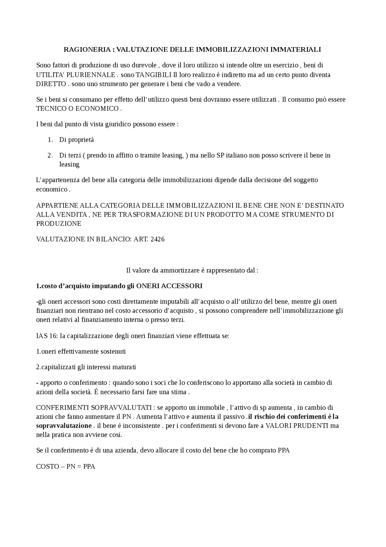 Ragioneria Prof Lionzo Università Cattolica Docsity
