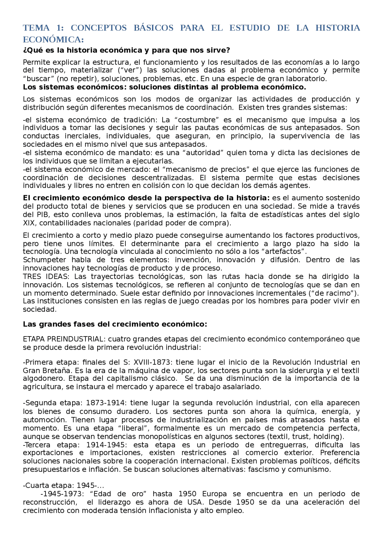 Apuntes Historia Económica Docsity