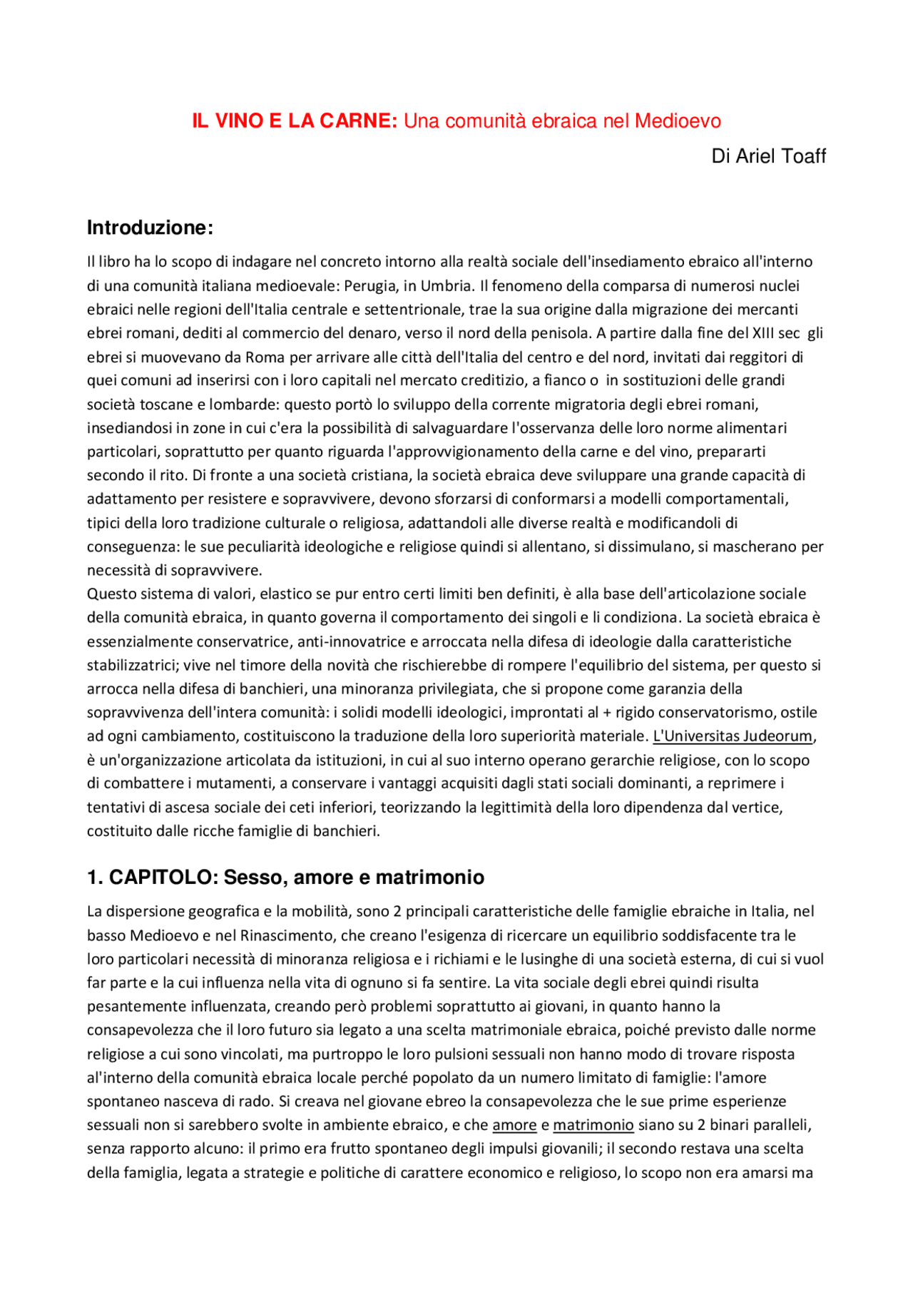 Riassunto Il Vino E La Carne Parte 1 Docsity