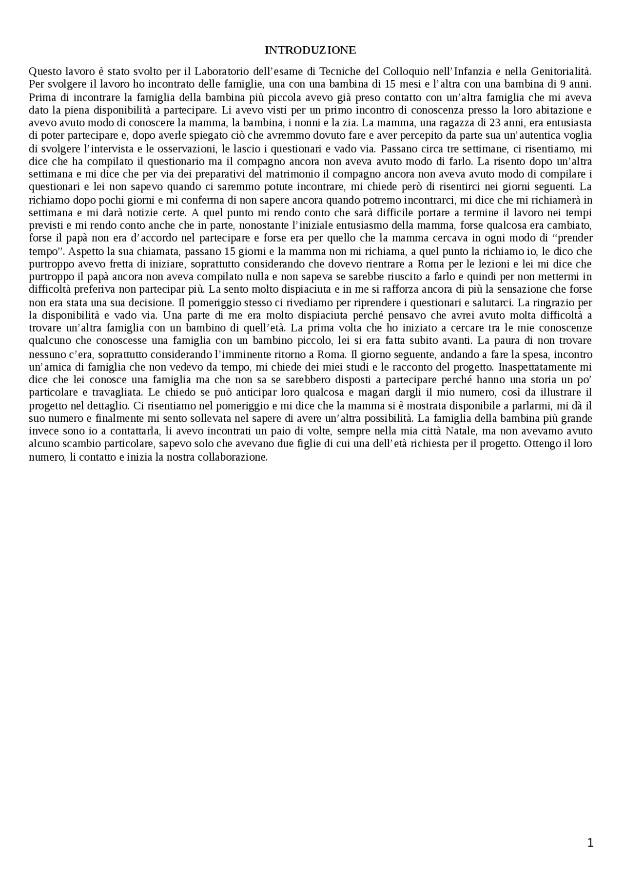Tesina Tecniche Del Colloquio In Infanzia Docsity