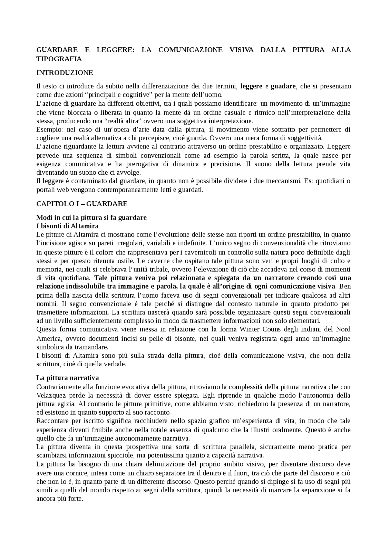 Sintesi Guardare E Leggere Docsity