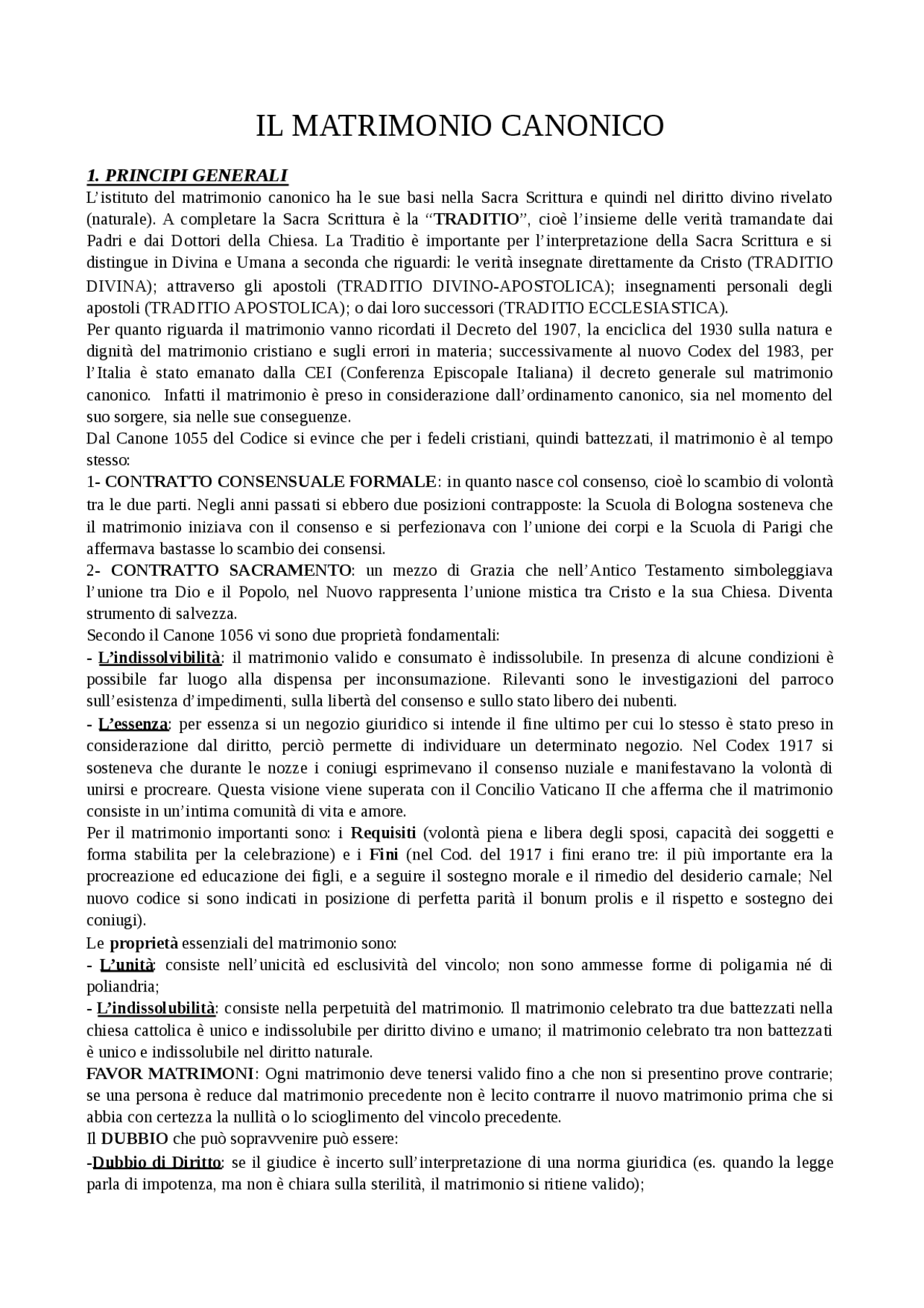 Il Matrimonio Canonico Docsity