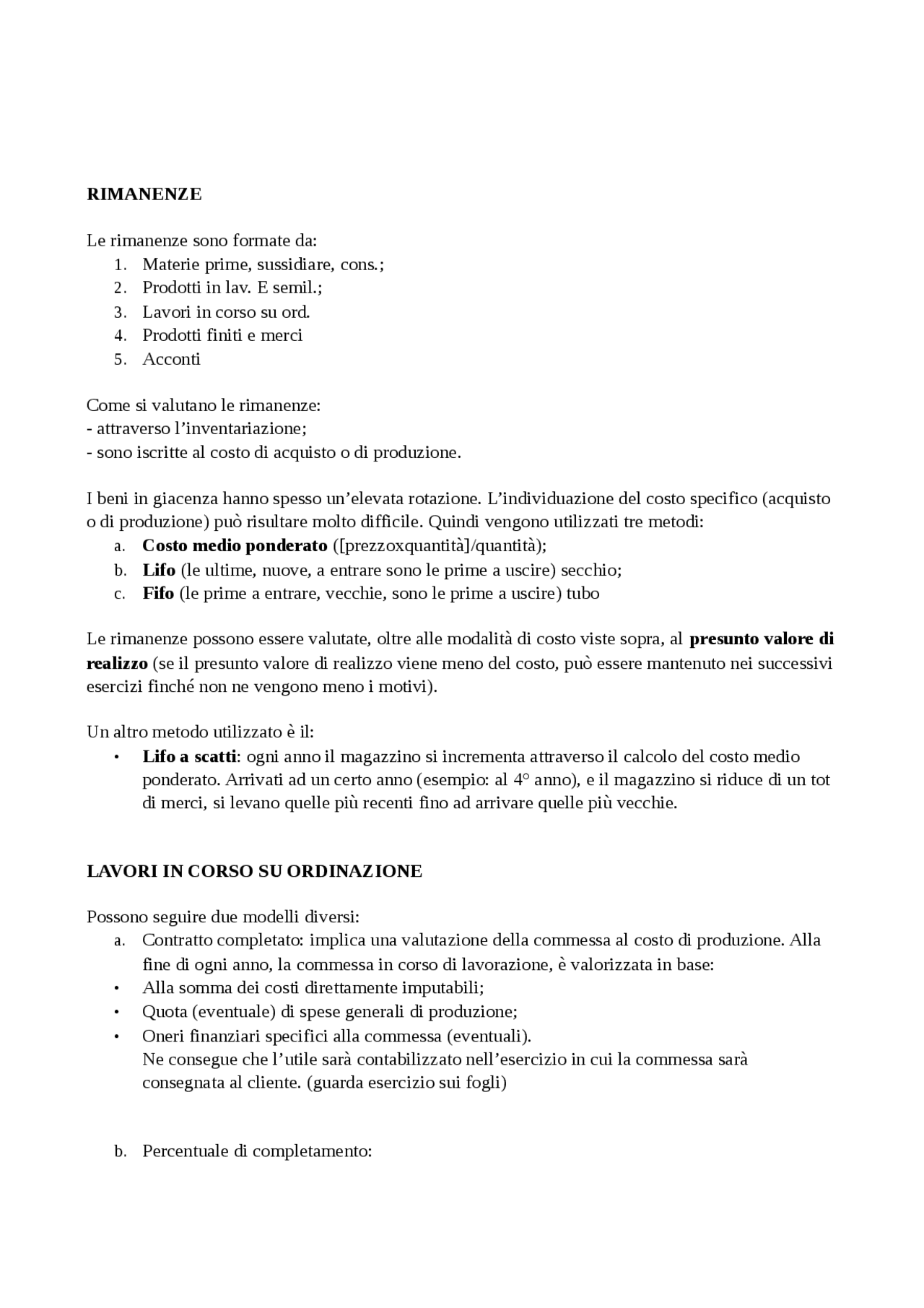 Le Rimanenze Contabilita E Bilancio Docsity