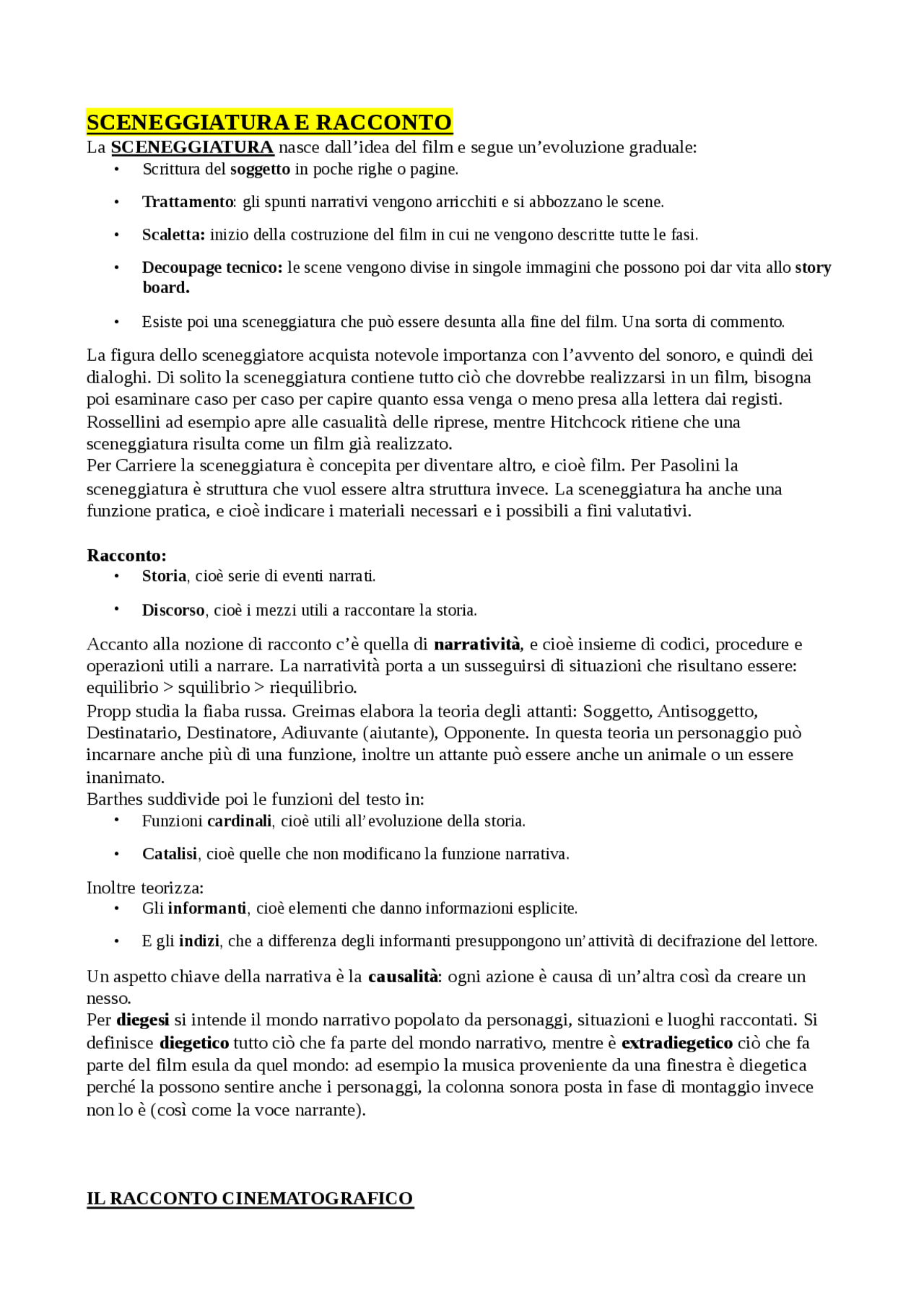 Il Manuale Del Film Riassunto Docsity