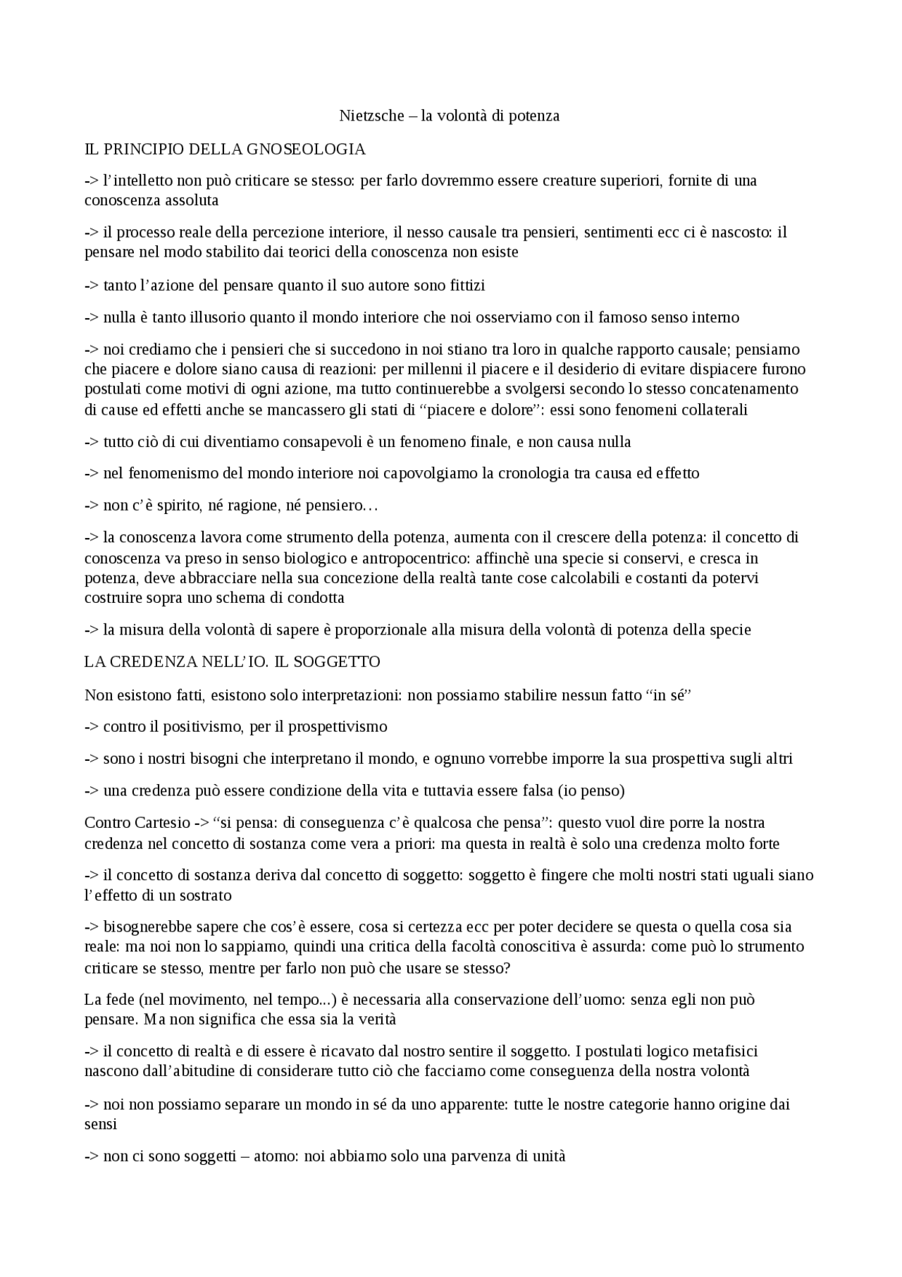 Nietzsche La Volontà Di Potenza Docsity
