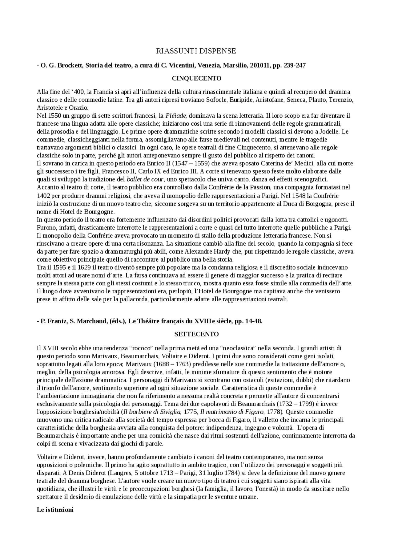 Riassunti Dispense Letteratura Francese Ii Docsity