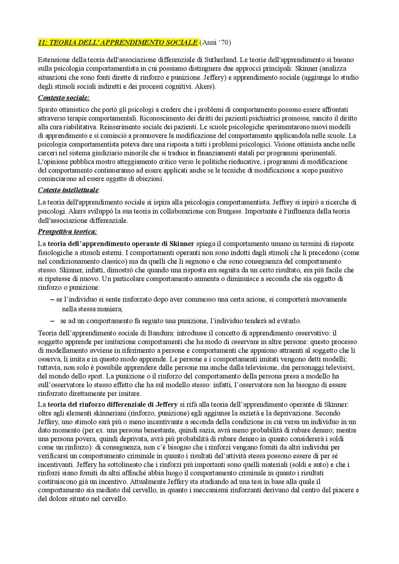 Riassunto Devianza E Criminalità Capitolo 11 Docsity
