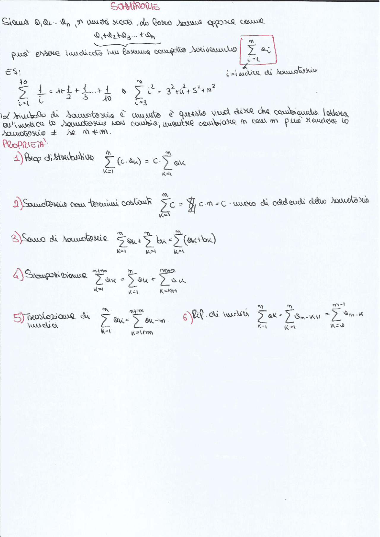Insieme e sommatorie - Docsity