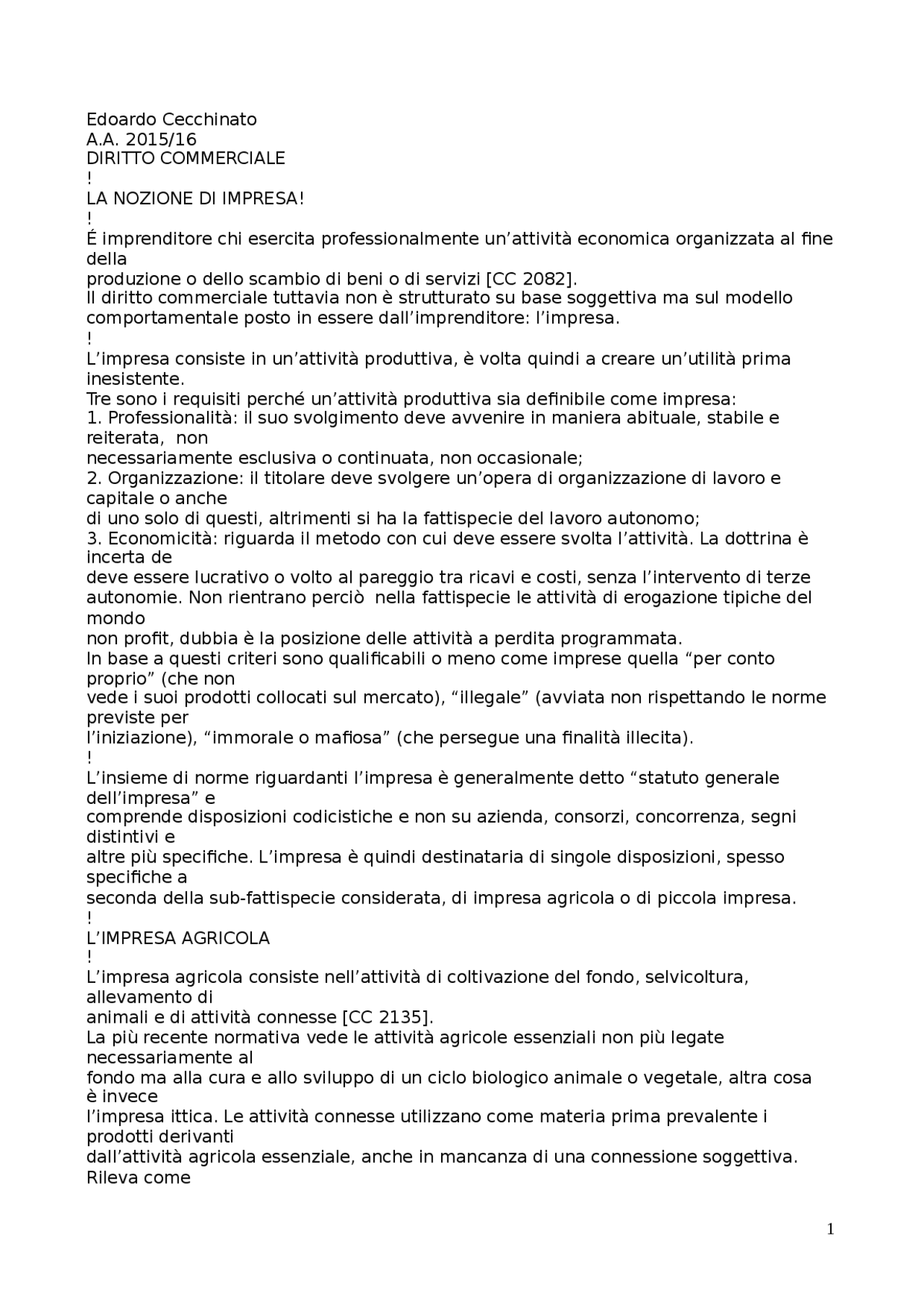 Riassunto Diritto Commerciale Docsity