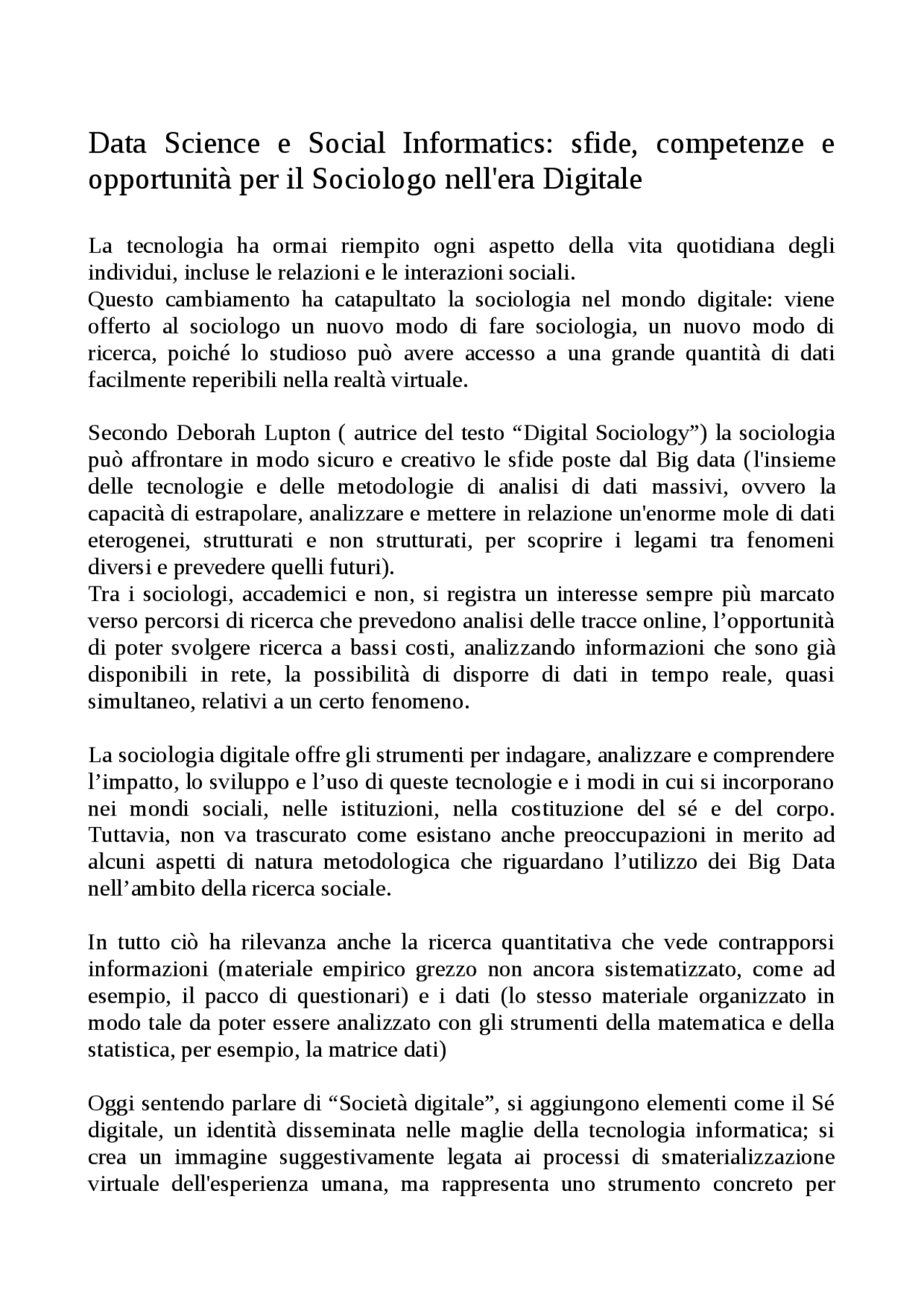 Data Science E Social Informatics Guide Progetti E Ricerche Di