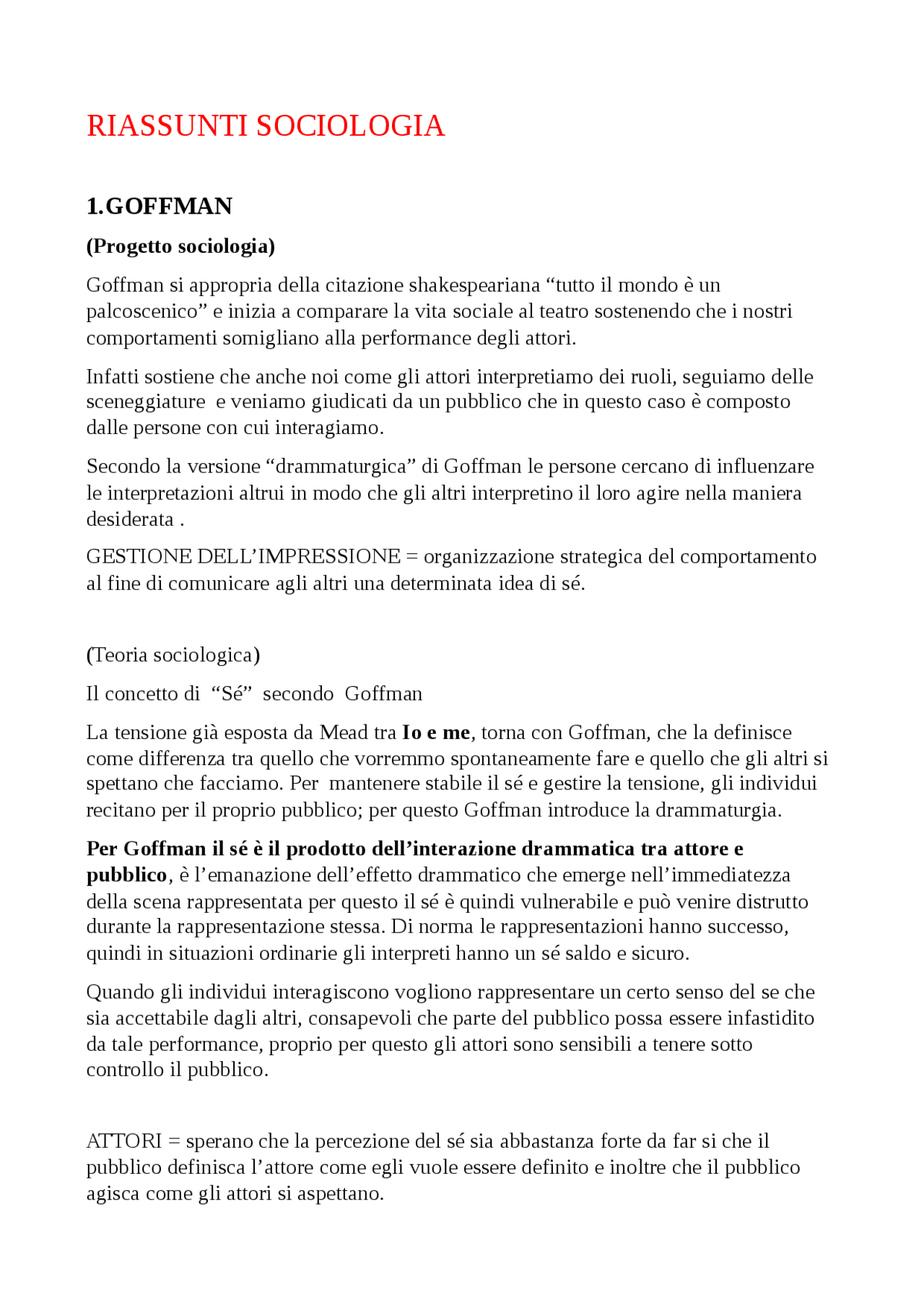 Riassunti Sociologia Docsity