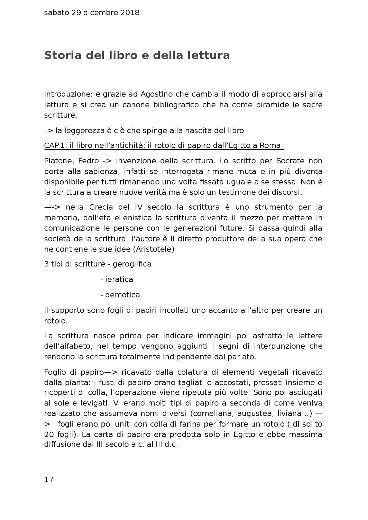 Riassunto Storia Del Libro E Della Lettura Docsity