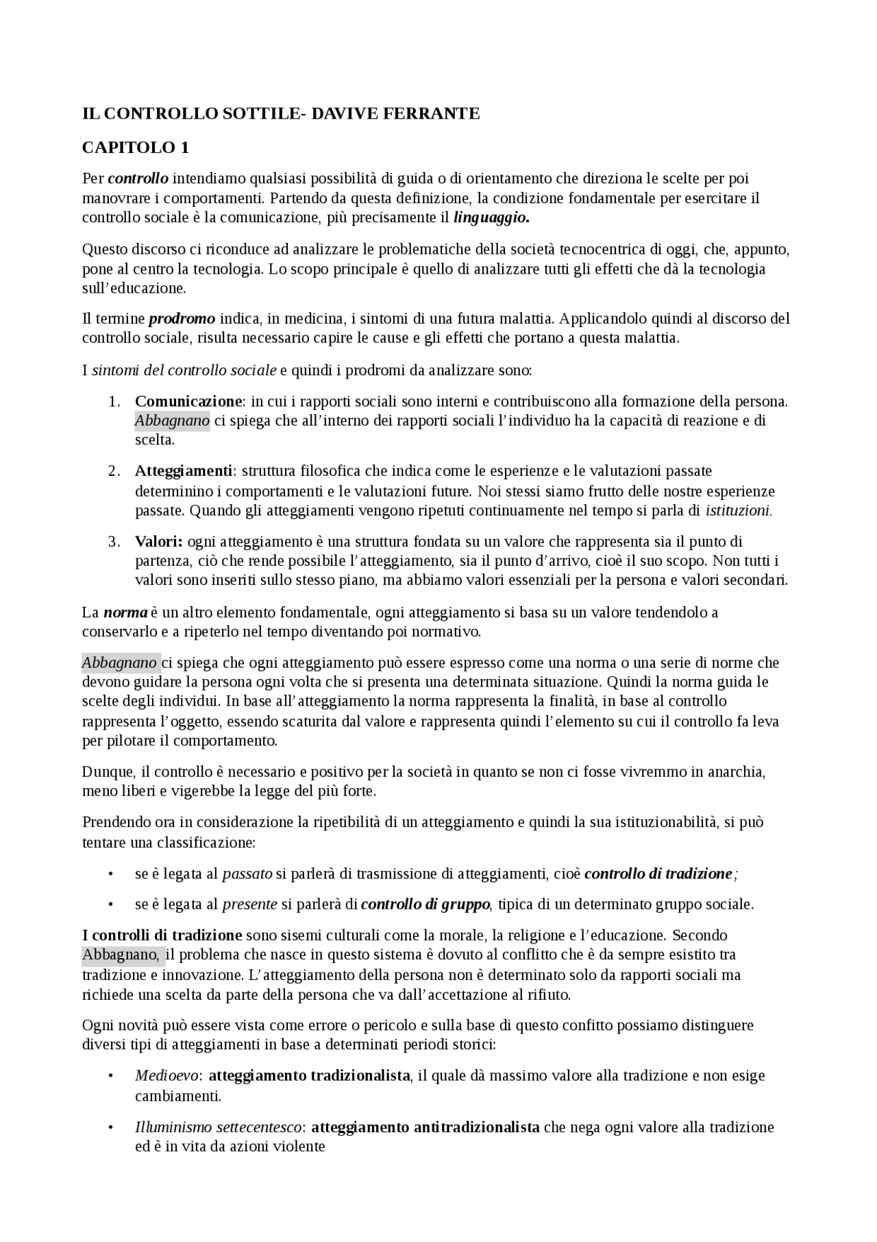Il Controllo Sottile Docsity