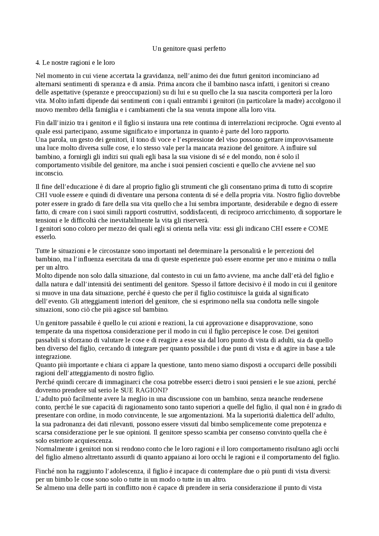 Un Genitore Quasi Perfetto Riassunto Docsity