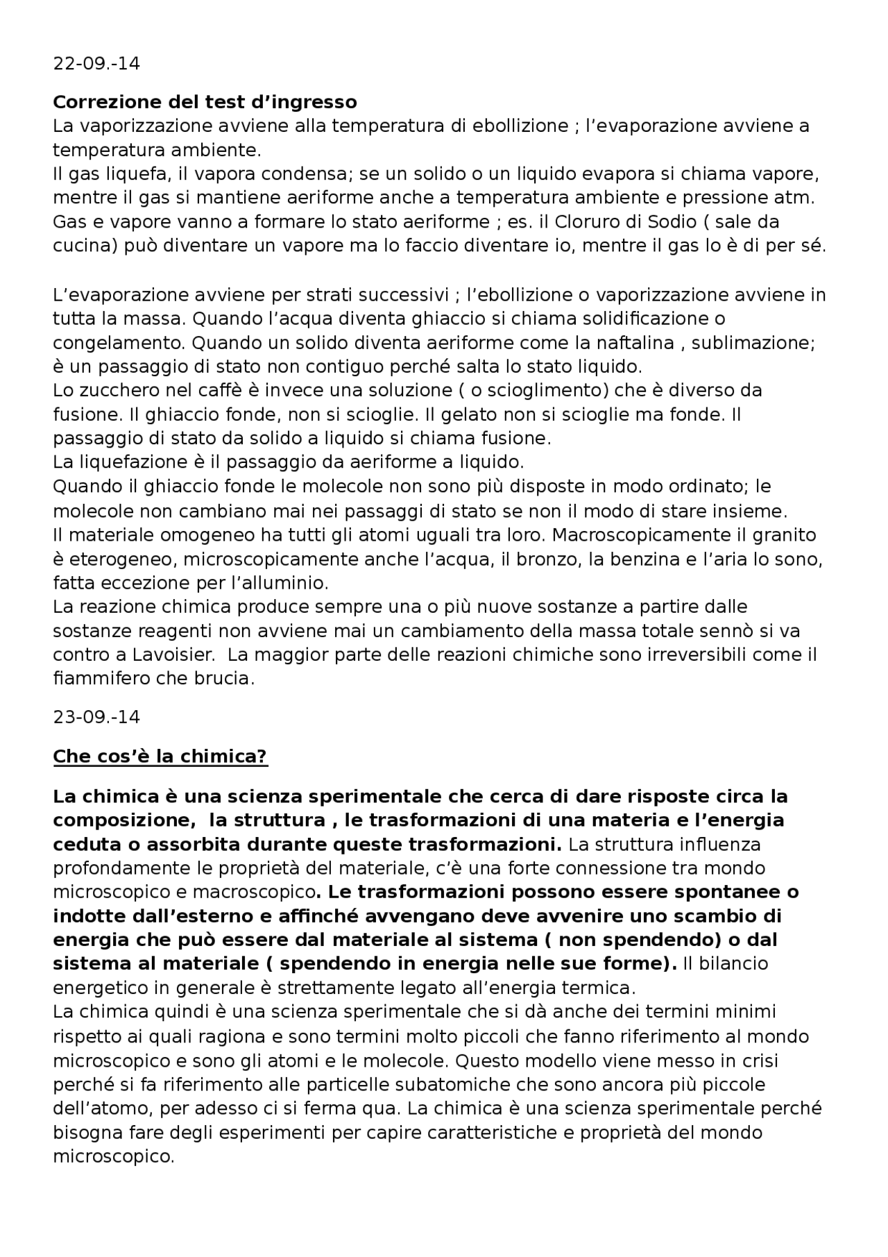 Appunti Di Chimica Scienze Della Formazione Docsity