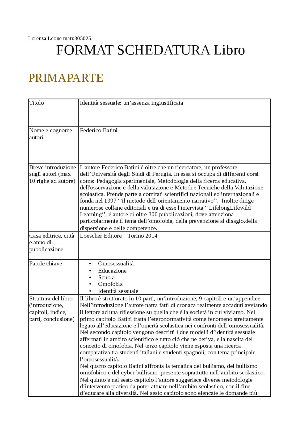 Identità Sessuale Unassenza Ingiustificata Docsity