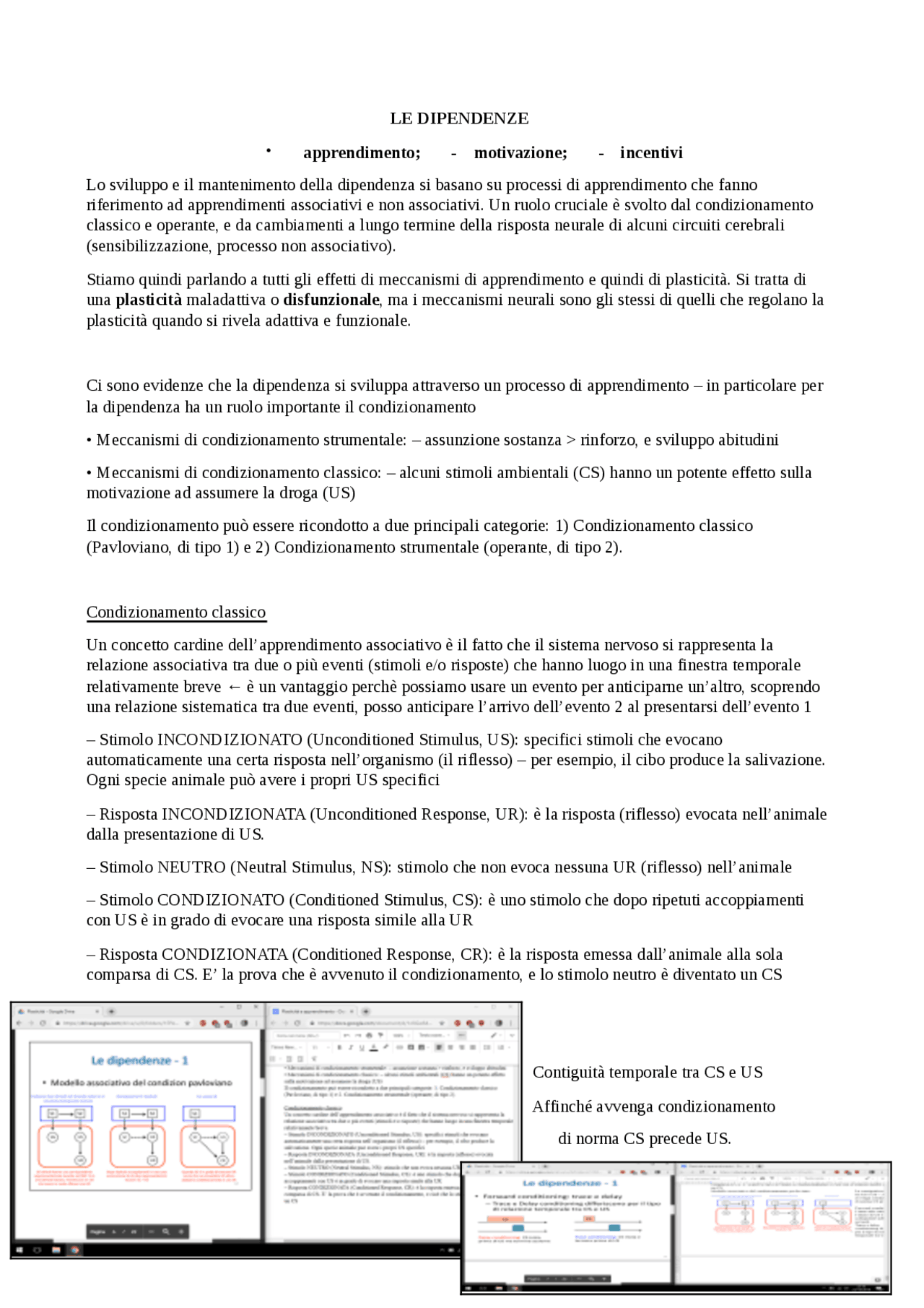 Il Condizionamento E Le Dipendenze Da Sostanze Docsity