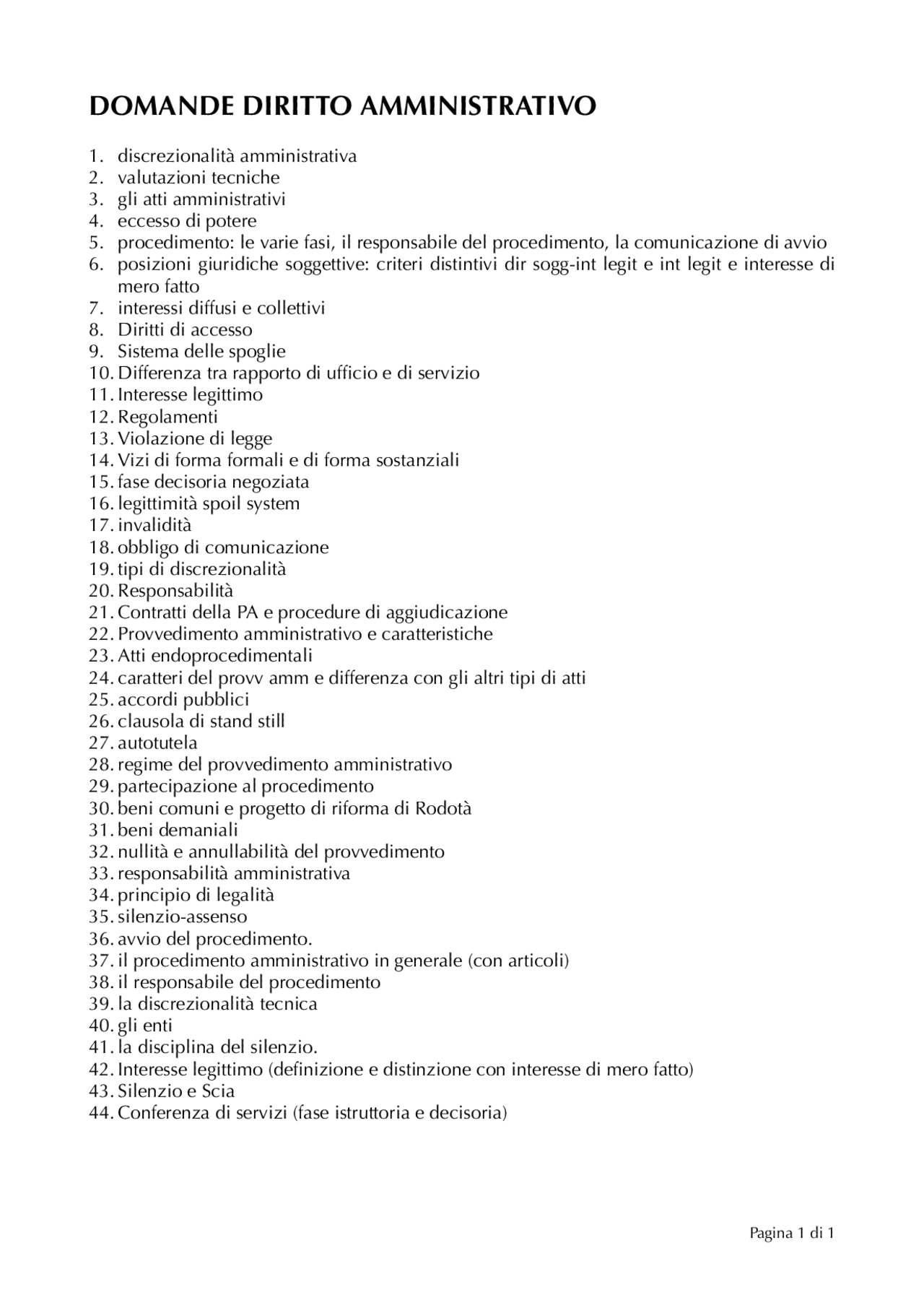Domande Dellesame Di Diritto Amministrativo Docsity