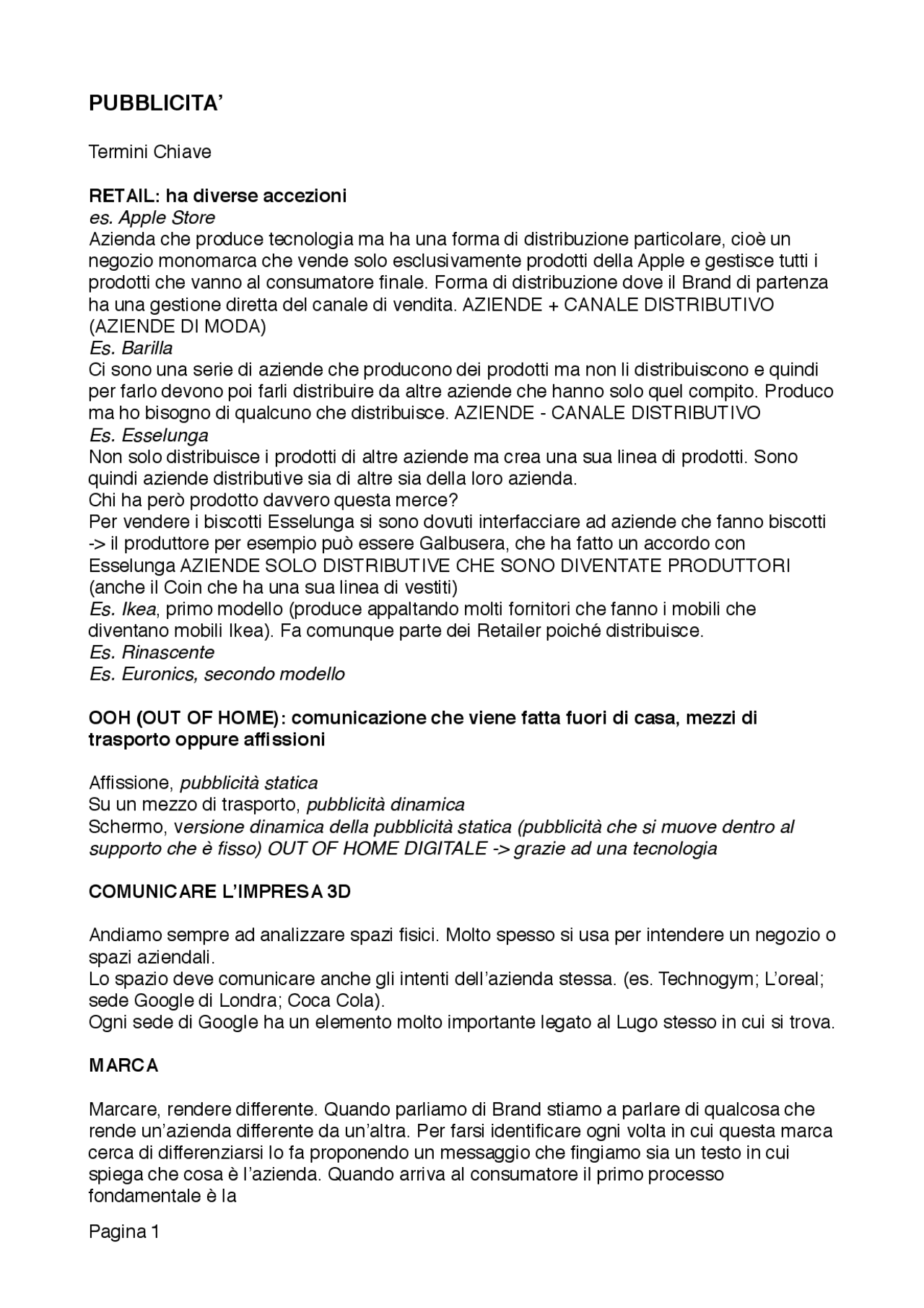 Appunti Pubblicità Primo Modulo Docsity